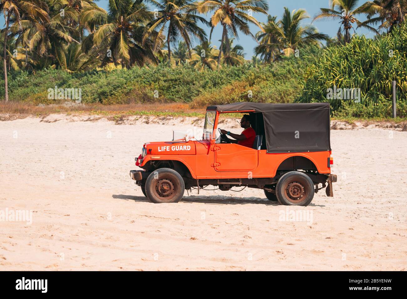 Goa, India - February 10, 2020: Lifeguard By Car On Duty At Beach Stock ...