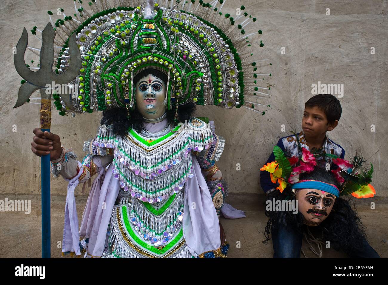 Purulia Chhau dancer playing the role of Shiva ( India). He is ...