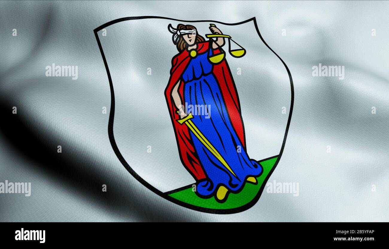 3D Illustration of a waving coat of arms flag of W (Germany country ...