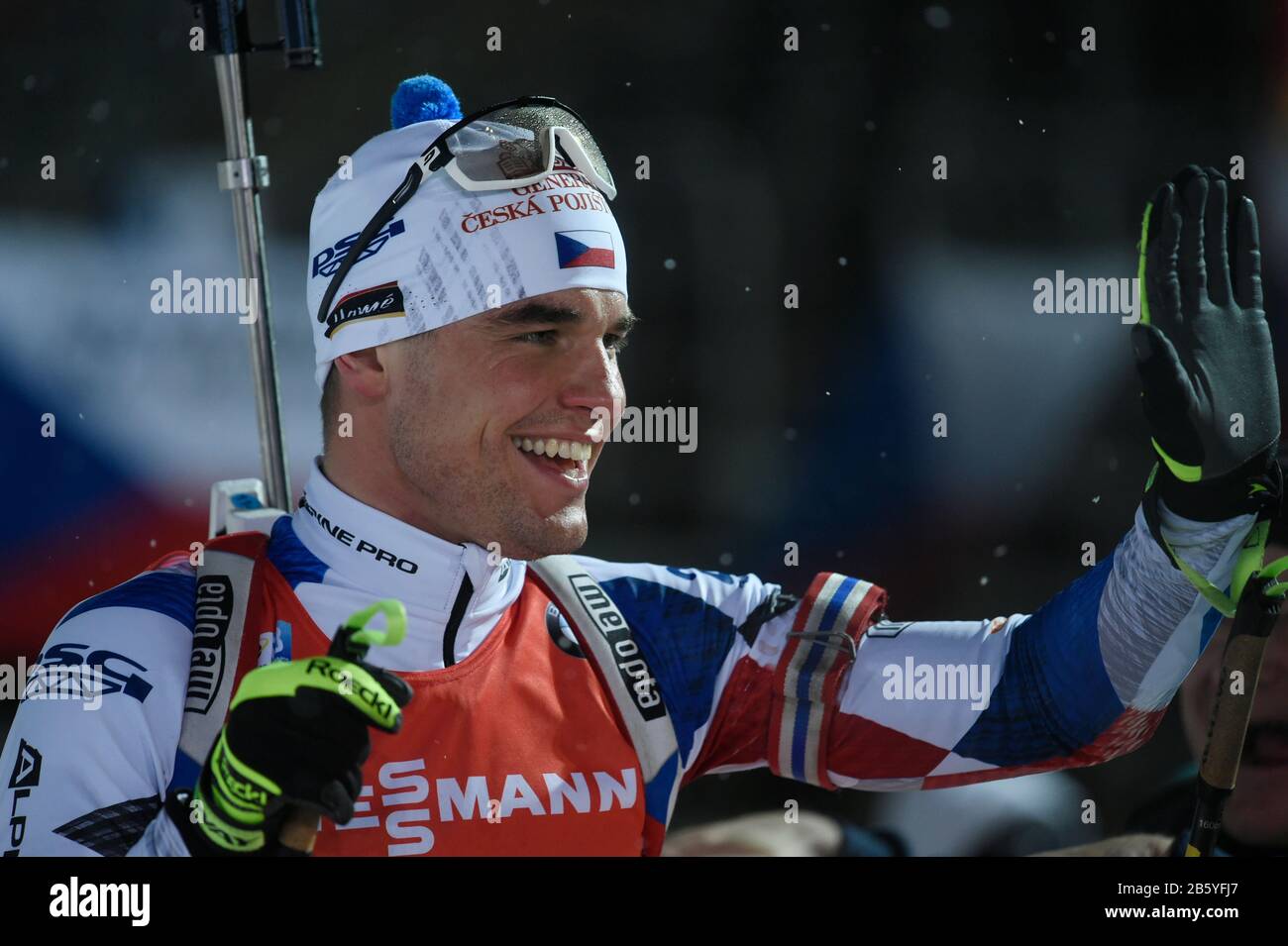 Czech Michal Krcmar in action during the men's 4x7, 5 km relay race in ...