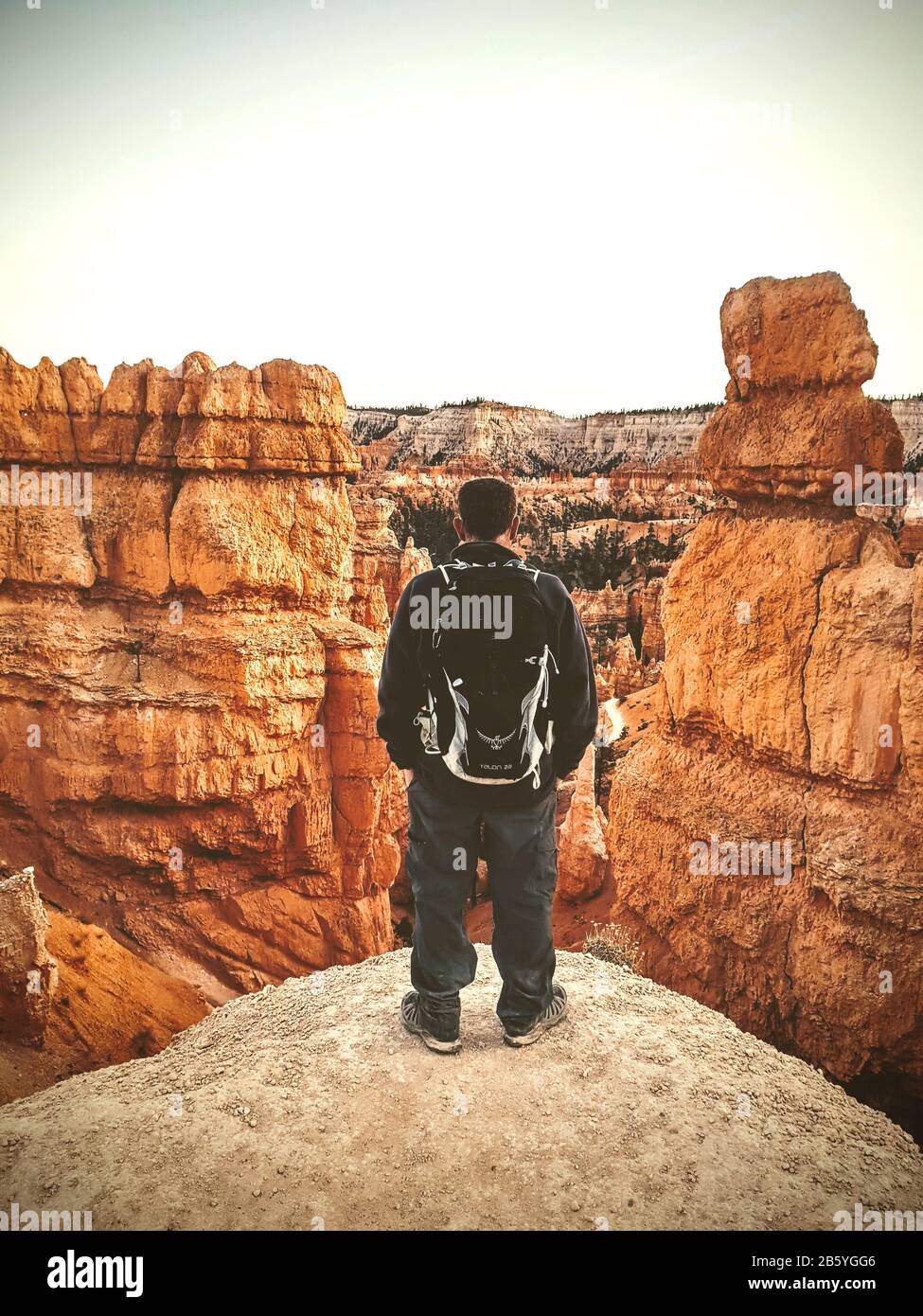 Man on a cliff at Zion Park Stock Photo - Alamy