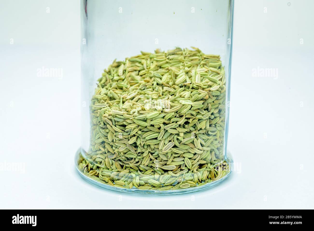 fennel seeds loose inside glass jar on white background Stock Photo - Alamy