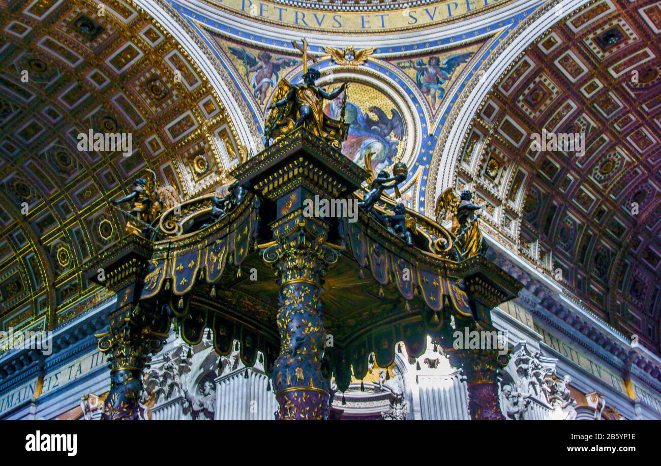 Italy. Rome.St.Peter's Cathedral.The top section (canopy) of Bernini's ...