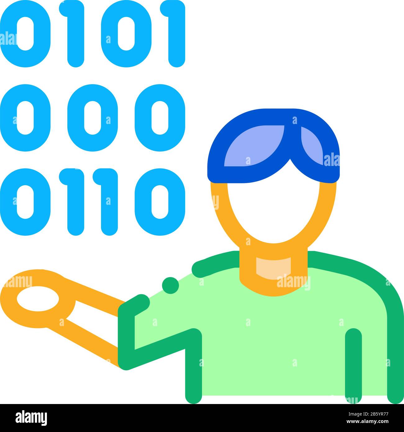 Human Binary Code Icon Vector Outline Illustration Stock Vector Image ...
