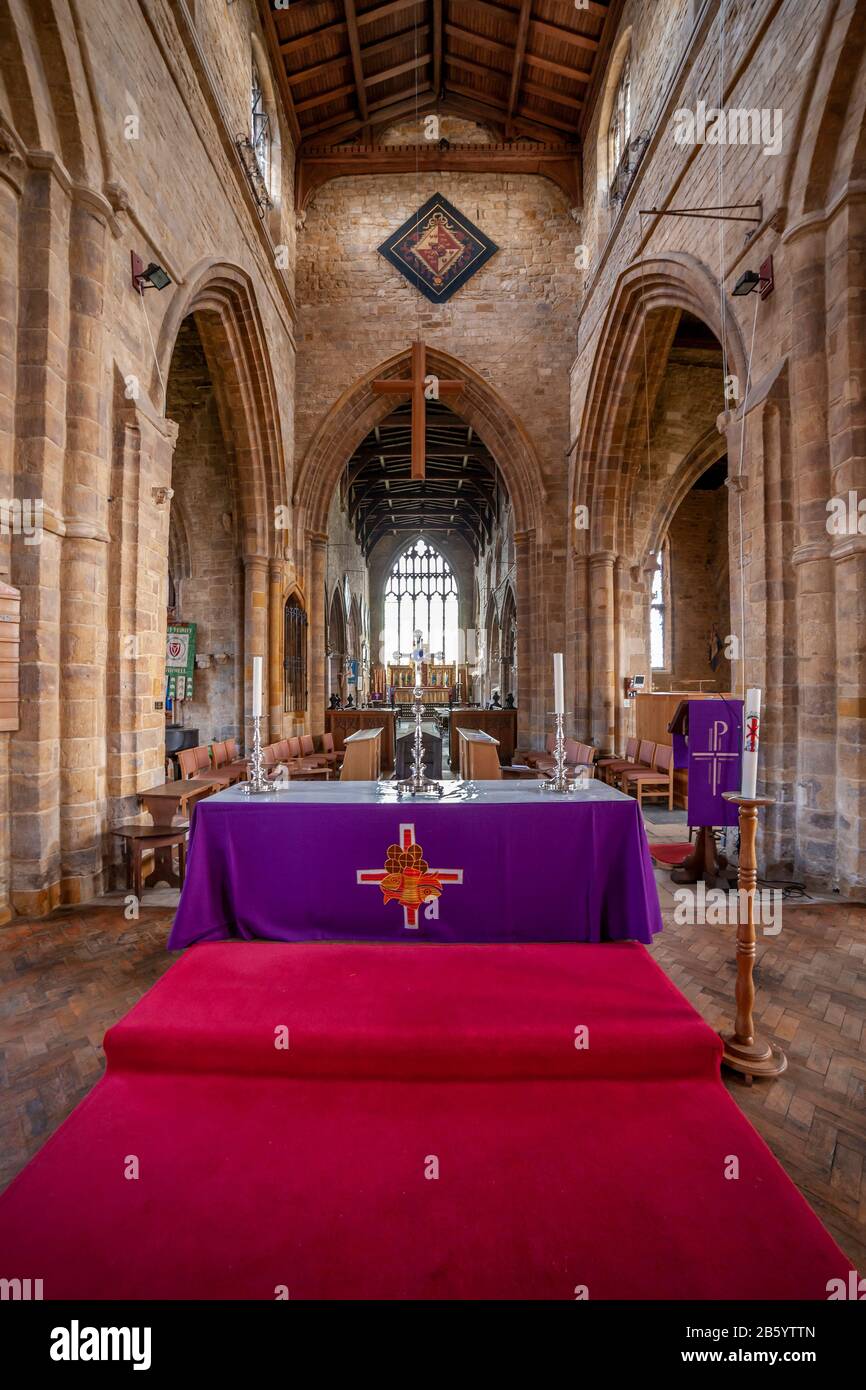 Holy Trinity, Rothwell, Northamptonshire, England, UK. The interior of ...