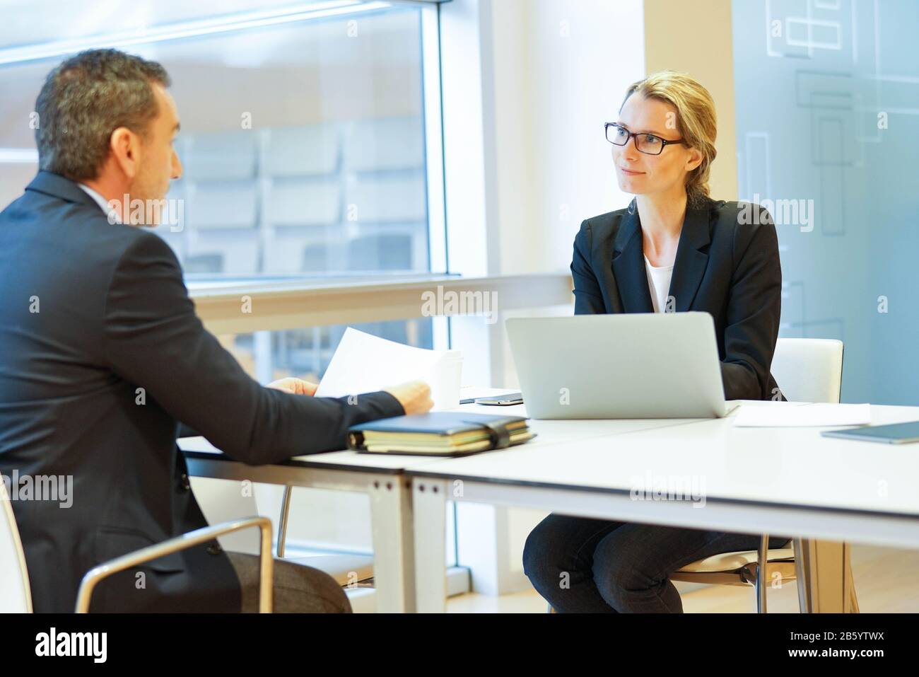Executive man having an interview for job position Stock Photo - Alamy