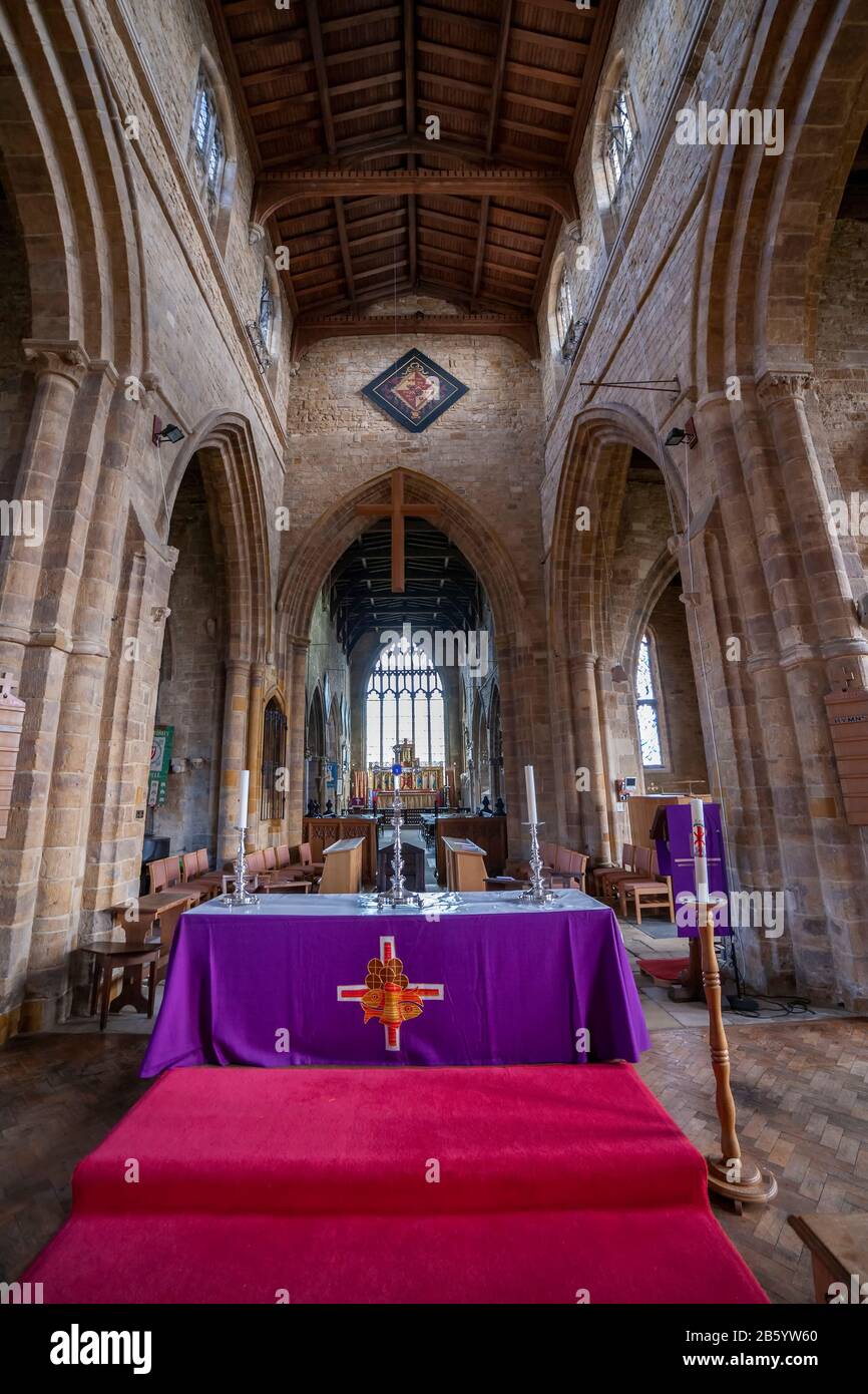 Holy Trinity, Rothwell, Northamptonshire, England, UK. The interior of ...