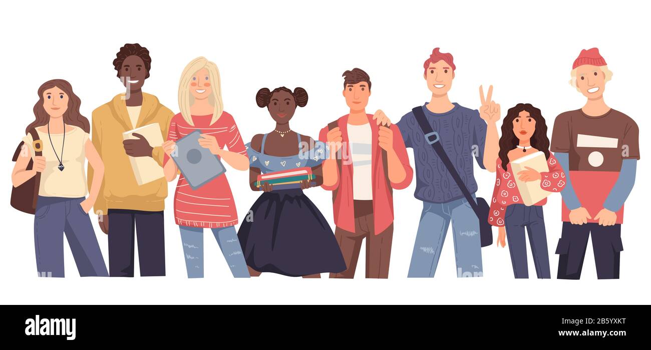 Student from international university with books, young multicultural ...