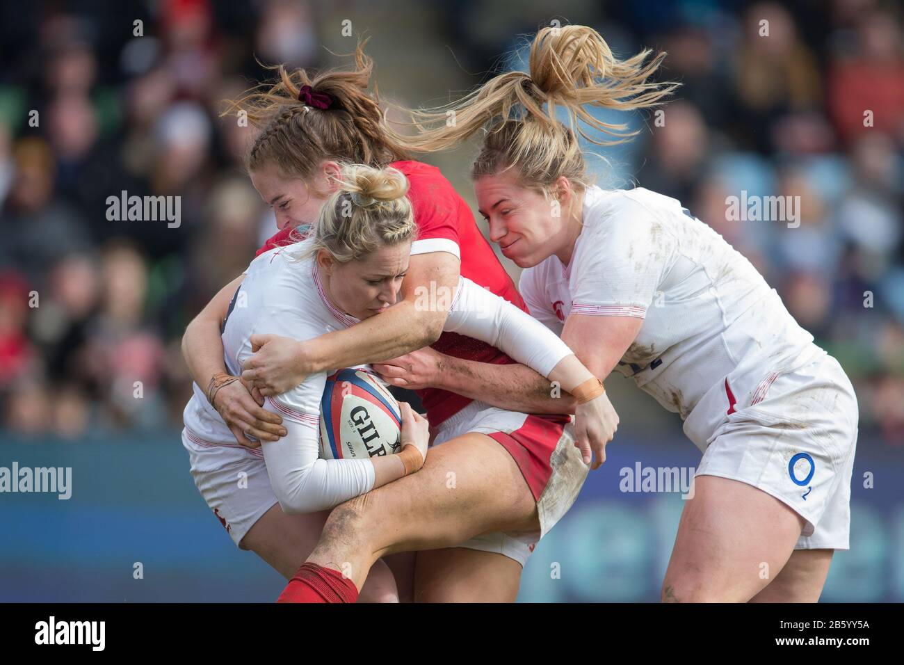 London, UK. 07th Mar, 2020. Natasha Hunt (England, 21) and Kerin Lake ...