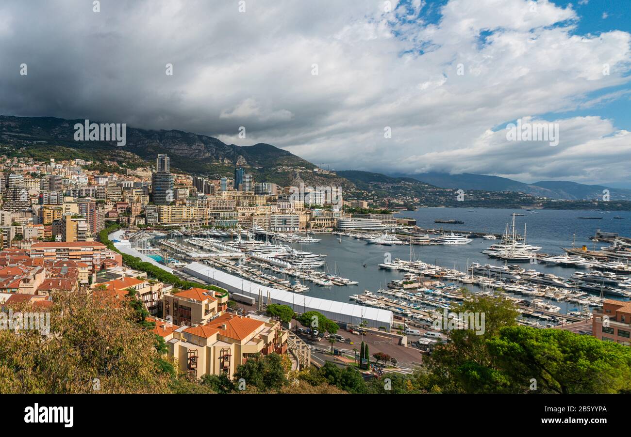 The view on the Monte-Carlo, district of Monaco, top view Stock Photo ...