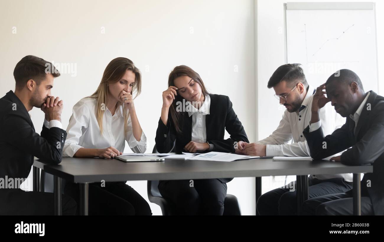 Overworked upset group of diverse people dissatisfied with work results ...