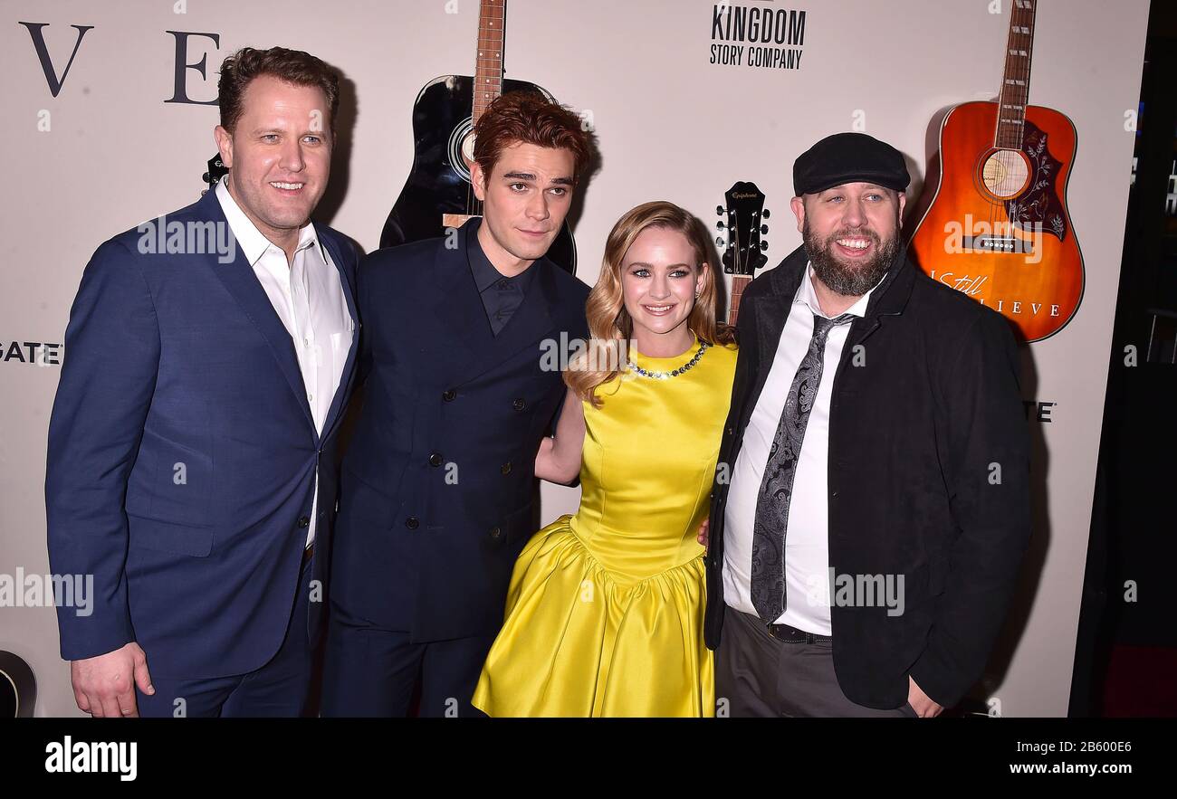 HOLLYWOOD, CA - MARCH 07: (L-R) Jon Erwin, K.J. Apa, Britt Robertson ...