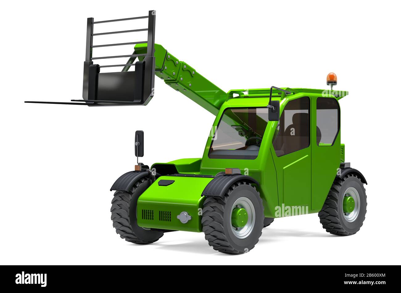 Telescopic handler, telehandler. 3D rendering isolated on white ...