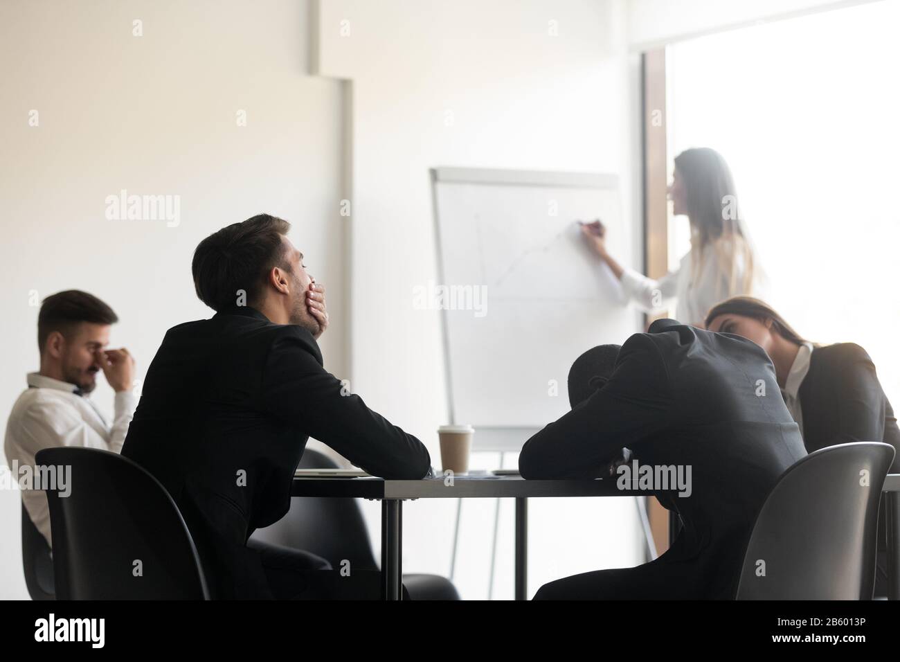 Bored unmotivated diverse team of employees feeling lack of interest ...