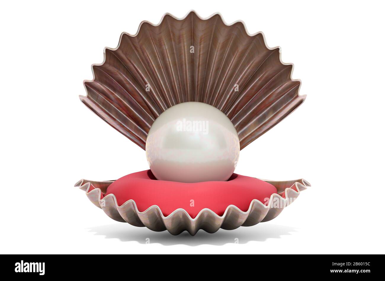 Pearl inside seashell, 3d rendering isolated on white background Stock ...