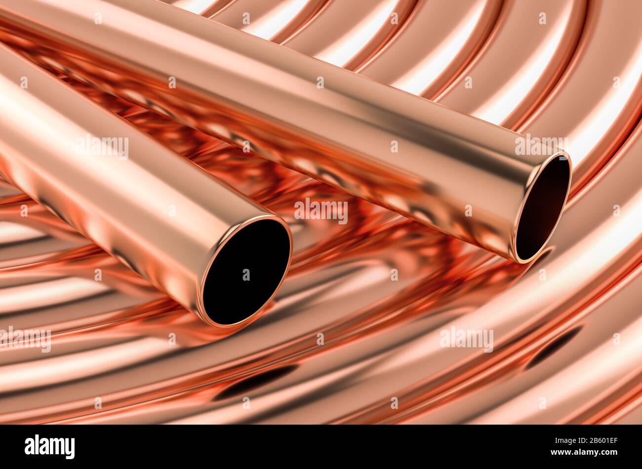 Copper Tubing Coils background, 3D rendering Stock Photo - Alamy