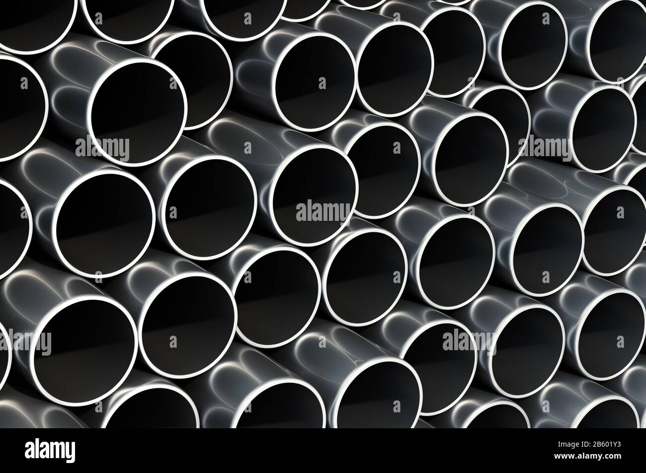 Steel pipes background closeup, 3D rendering Stock Photo - Alamy