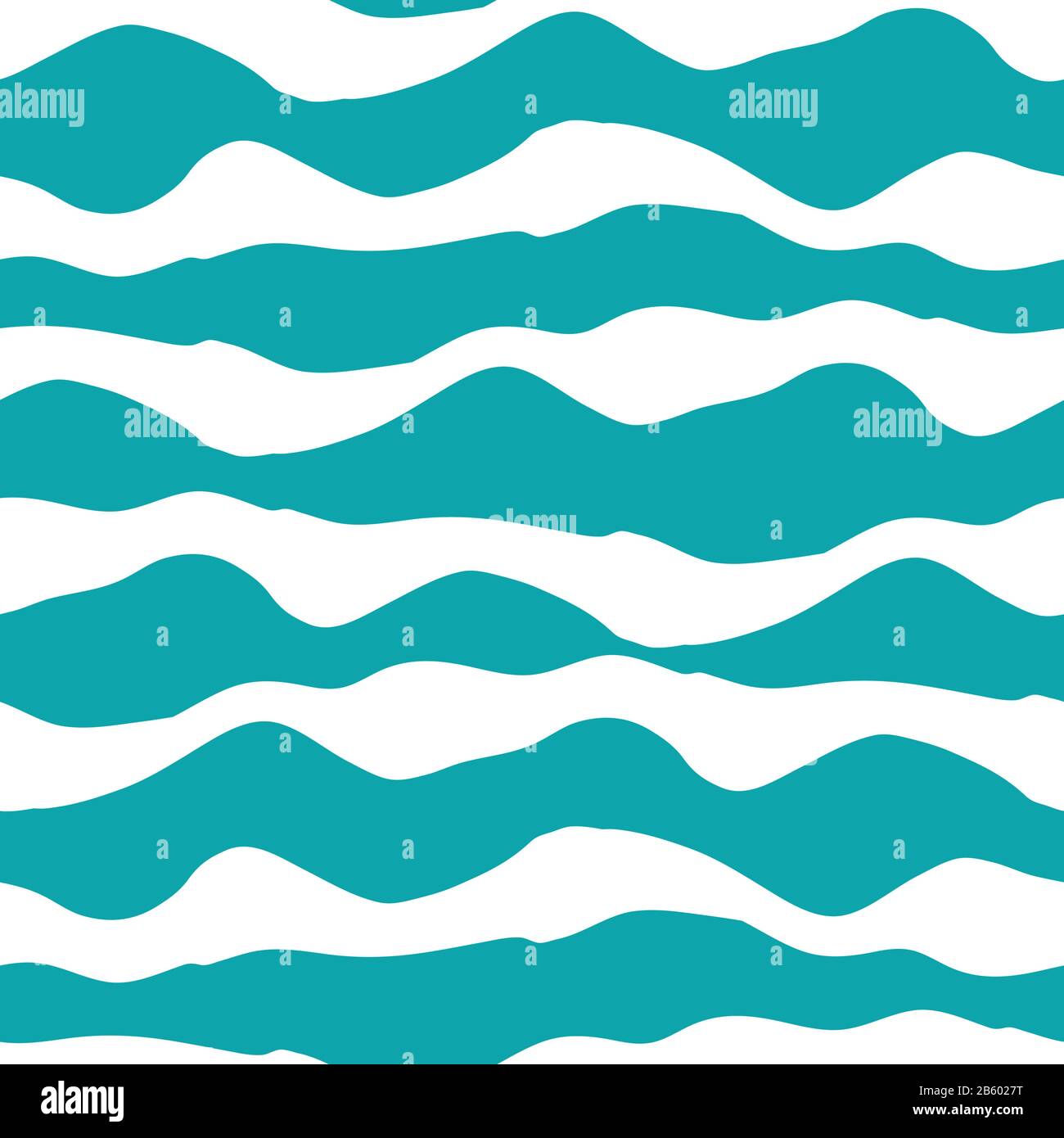 Wavy line seamless vector pattern background. Striped linear irregular horizontal ocean waves ...