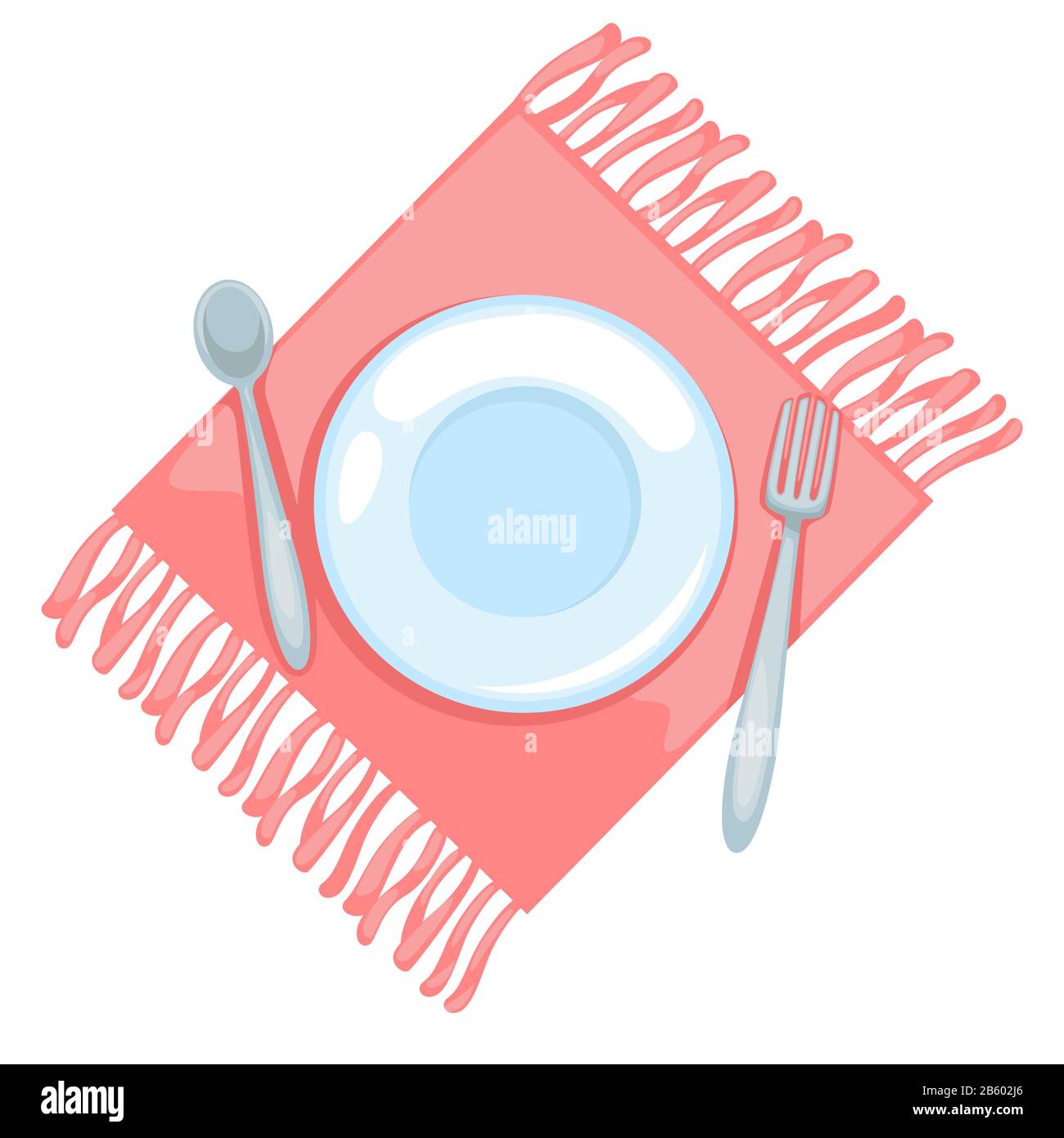 Table napkin and plate with spoon and fork isolated icon Stock Vector ...