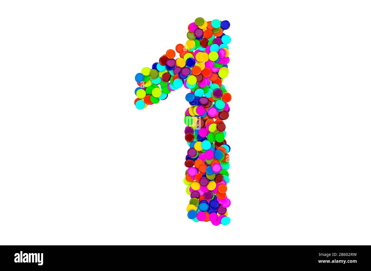 Number 1 from confetti. 3D rendering isolated on white background Stock ...