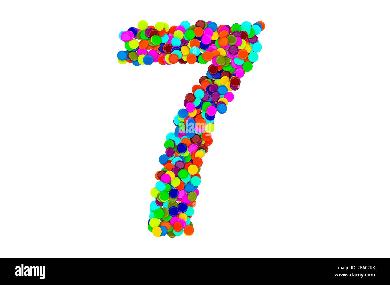 Number 7 from confetti. 3D rendering isolated on white background Stock ...