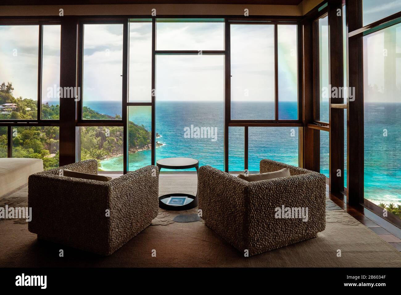 Mahe Seychelles , luxury swimming pool with chairs at the Four Season ...
