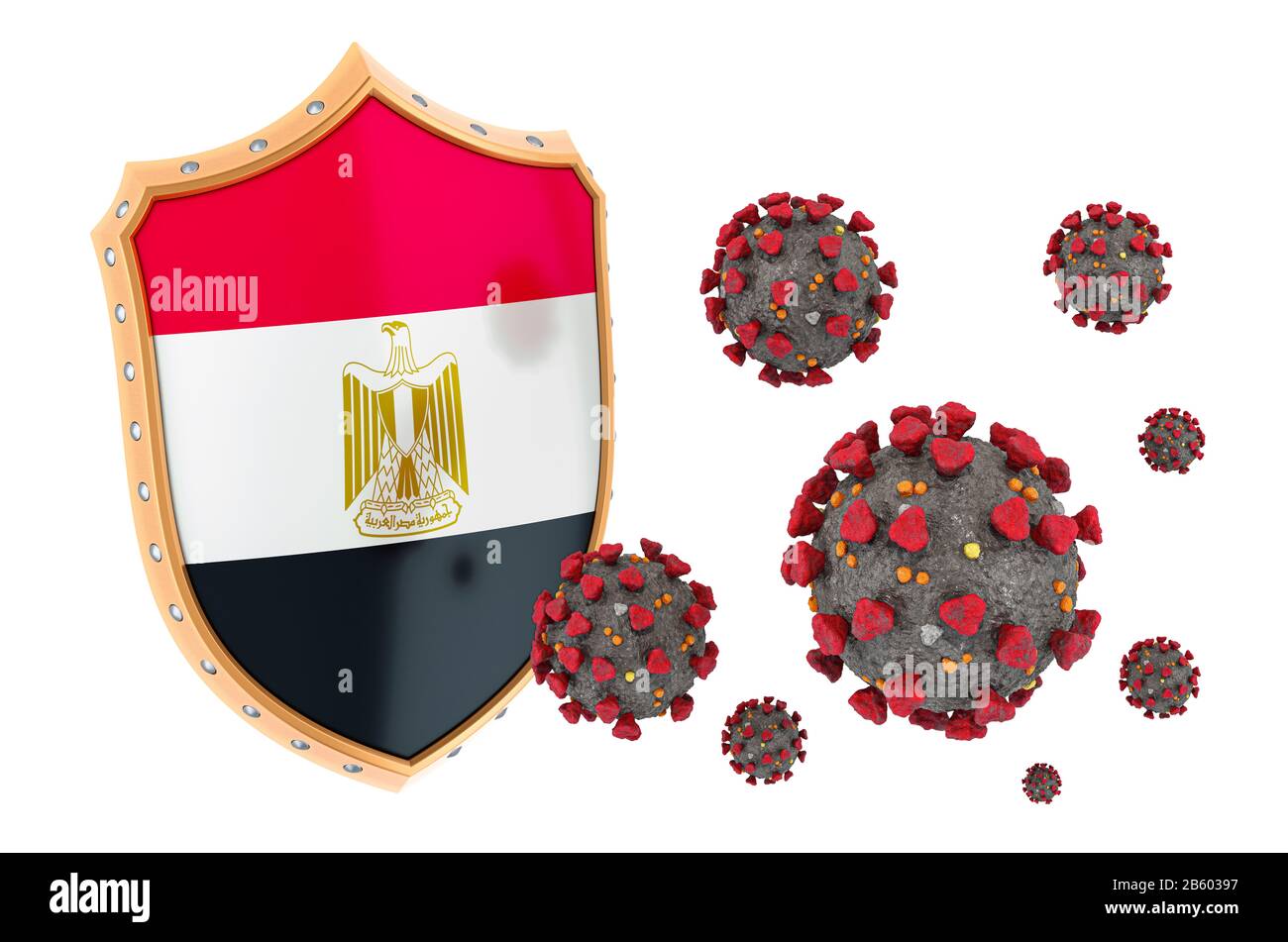 Protection of Egypt from coronavirus. 3D rendering isolated on white ...