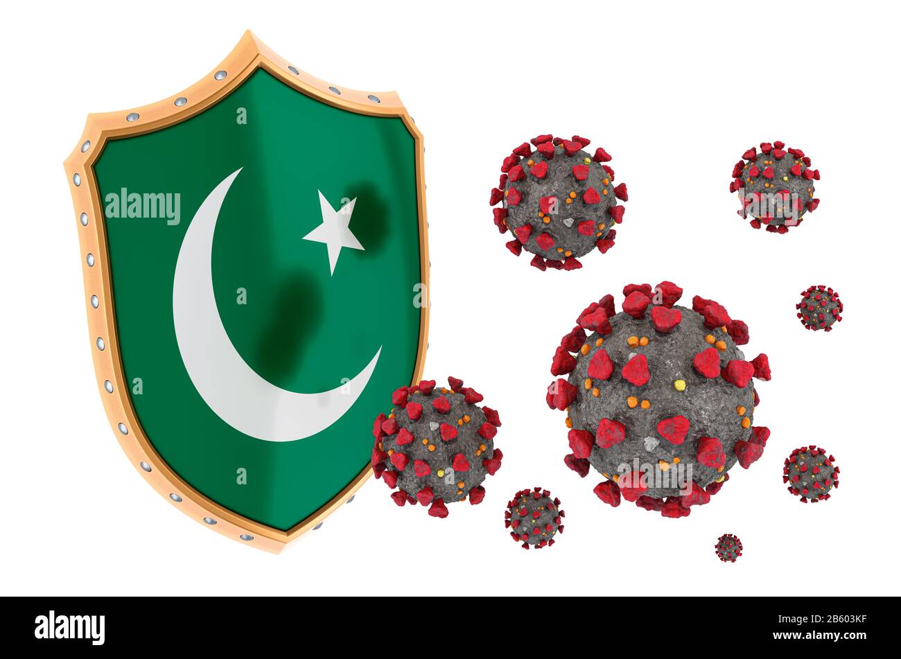 Protection of Pakistan from coronavirus. 3D rendering isolated on white ...