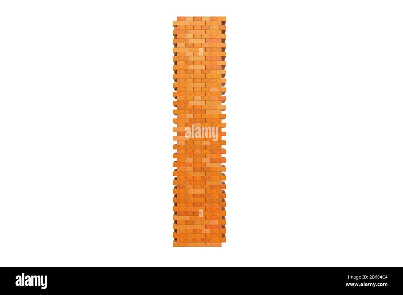 Bricks font, letter I from building bricks. 3D rendering isolated on ...
