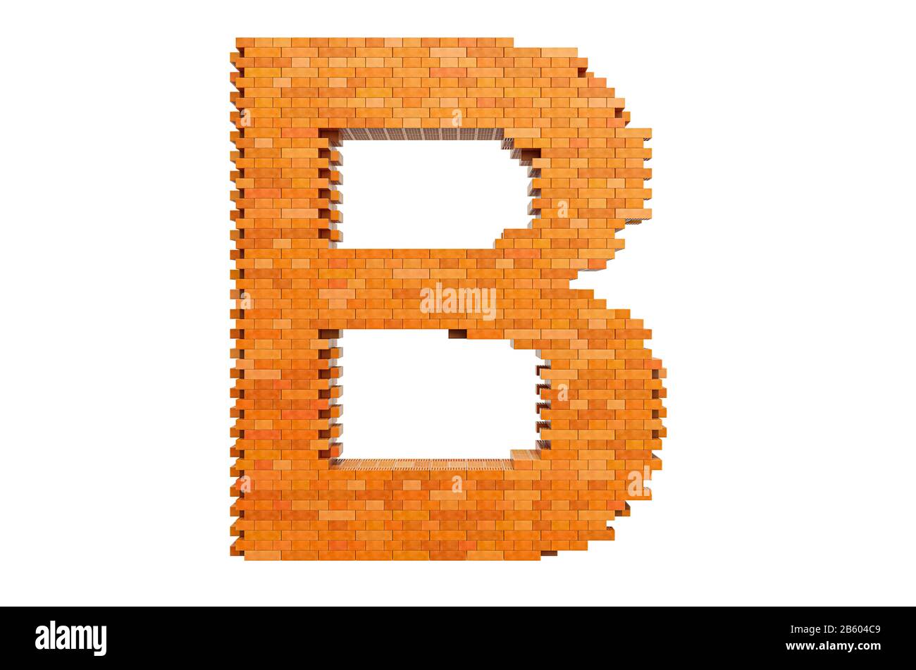 Bricks font, letter B from building bricks. 3D rendering isolated on ...