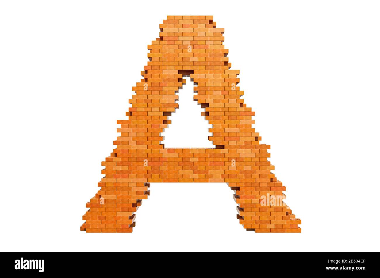Bricks font, letter A from building bricks. 3D rendering isolated on ...