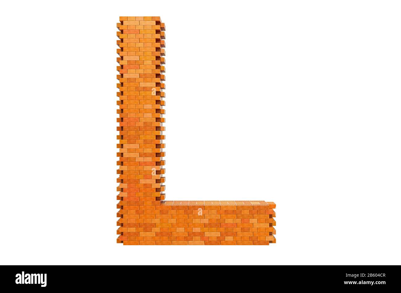 Bricks font, letter L from building bricks. 3D rendering isolated on ...