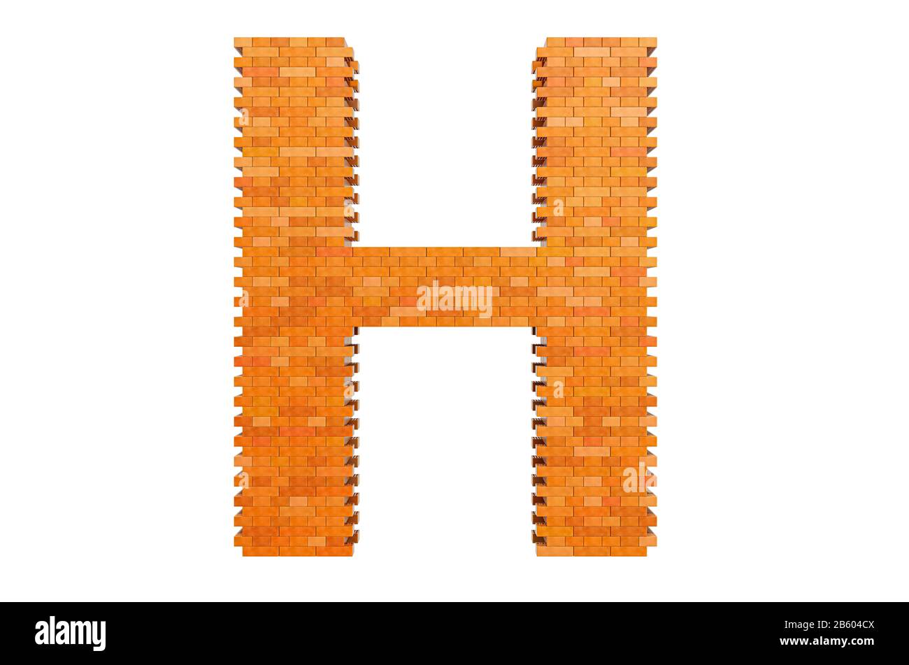 Bricks font, letter H from building bricks. 3D rendering isolated on ...