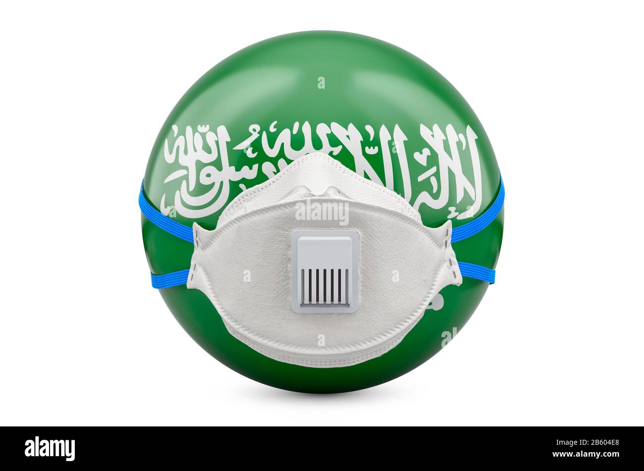 Saudi Arabia with filtering half face mask, respirator. 3D rendering ...