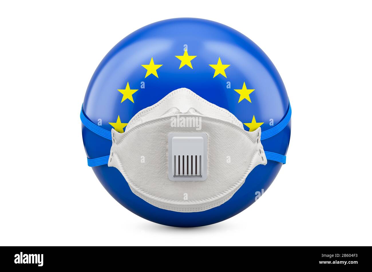 The European Union with filtering half face mask, respirator. 3D ...