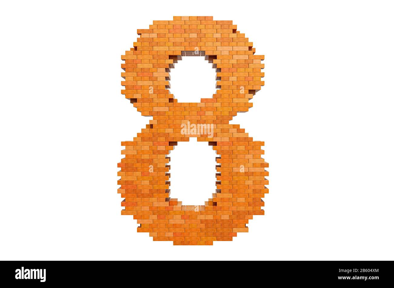 Number 8 from building bricks, 3D rendering isolated on white ...