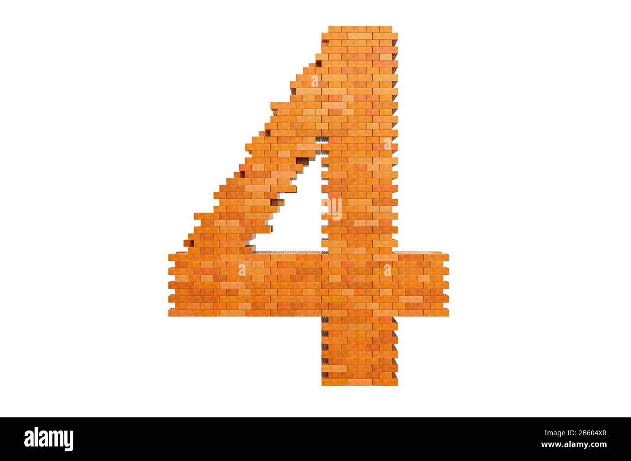 Number 4 from building bricks, 3D rendering isolated on white ...