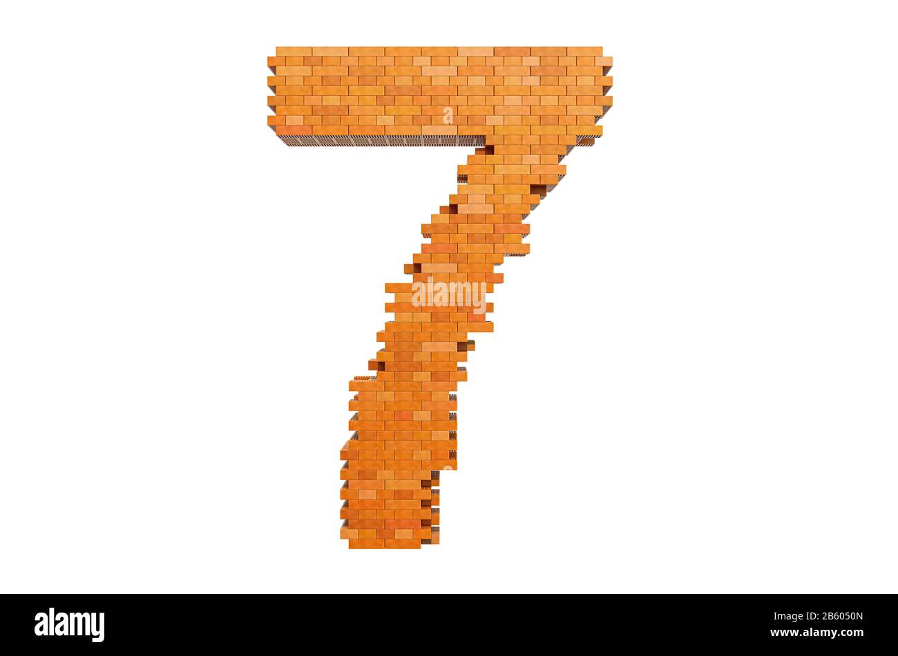Number 7 from building bricks, 3D rendering isolated on white ...