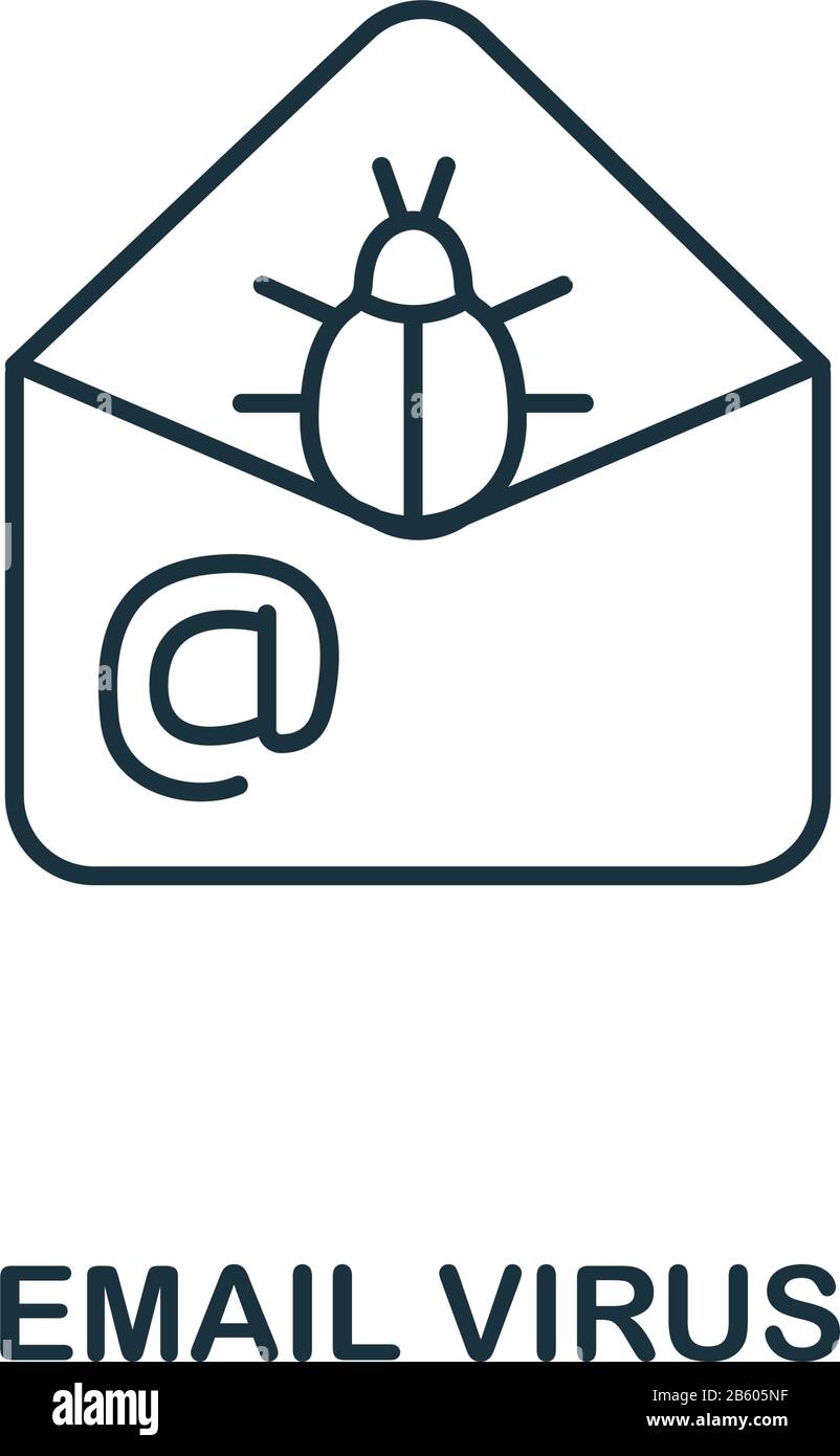 Email Virus icon from cyber security collection. Simple line Email ...