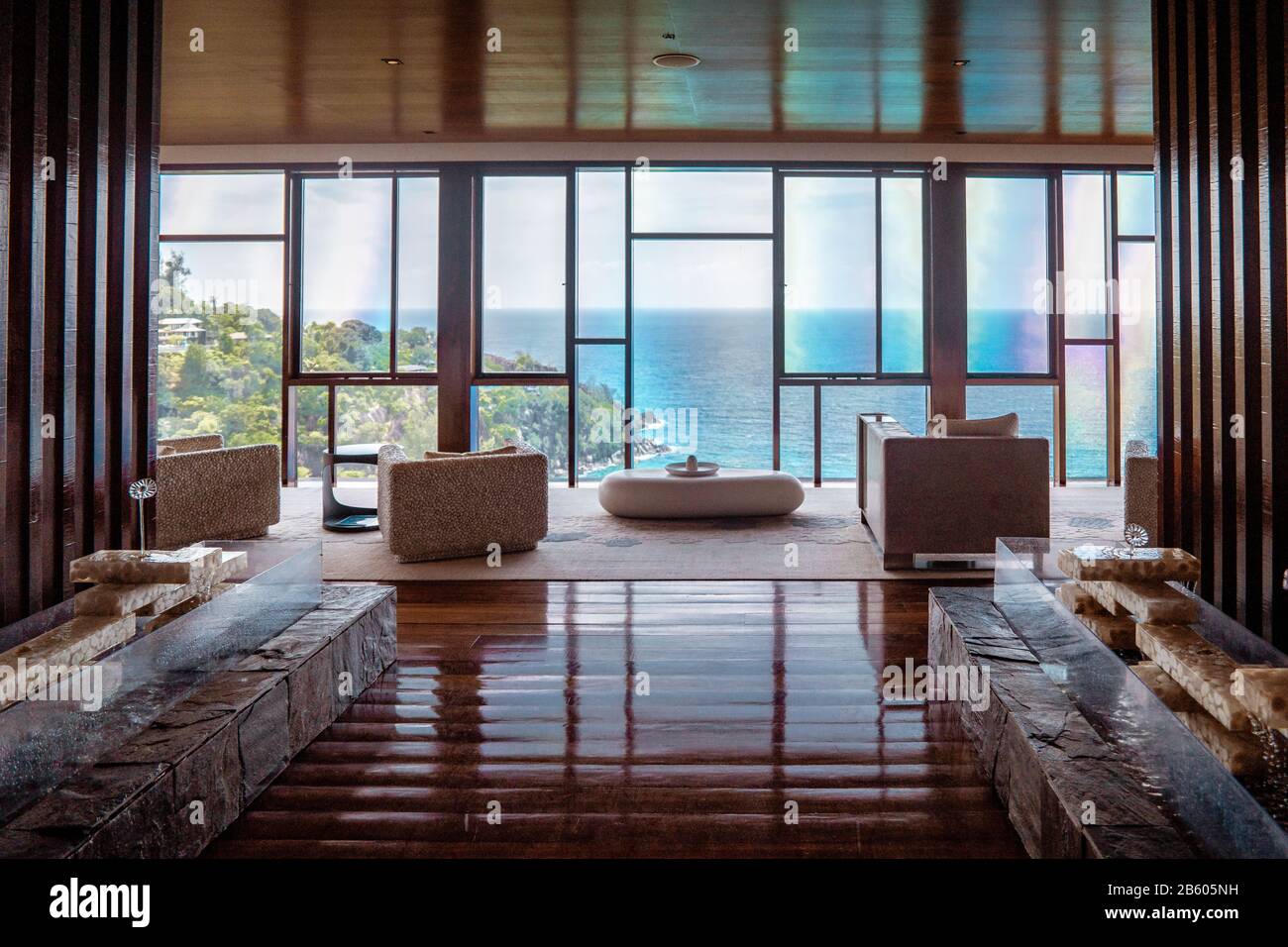 Mahe Seychelles , luxury swimming pool with chairs at the Four Season ...