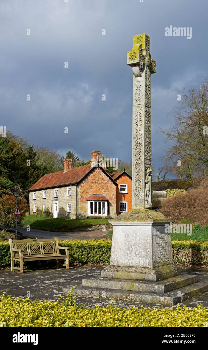 Houses, and war memorial, in the village of Warter, East Yorkshire ...