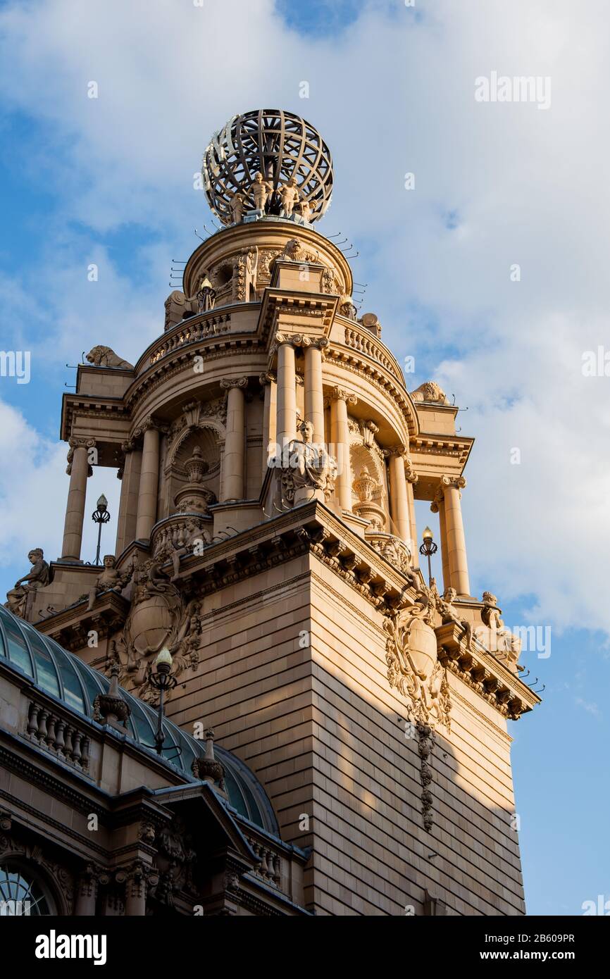 The London Coliseum, showing the iconic tower and the revolving name ...