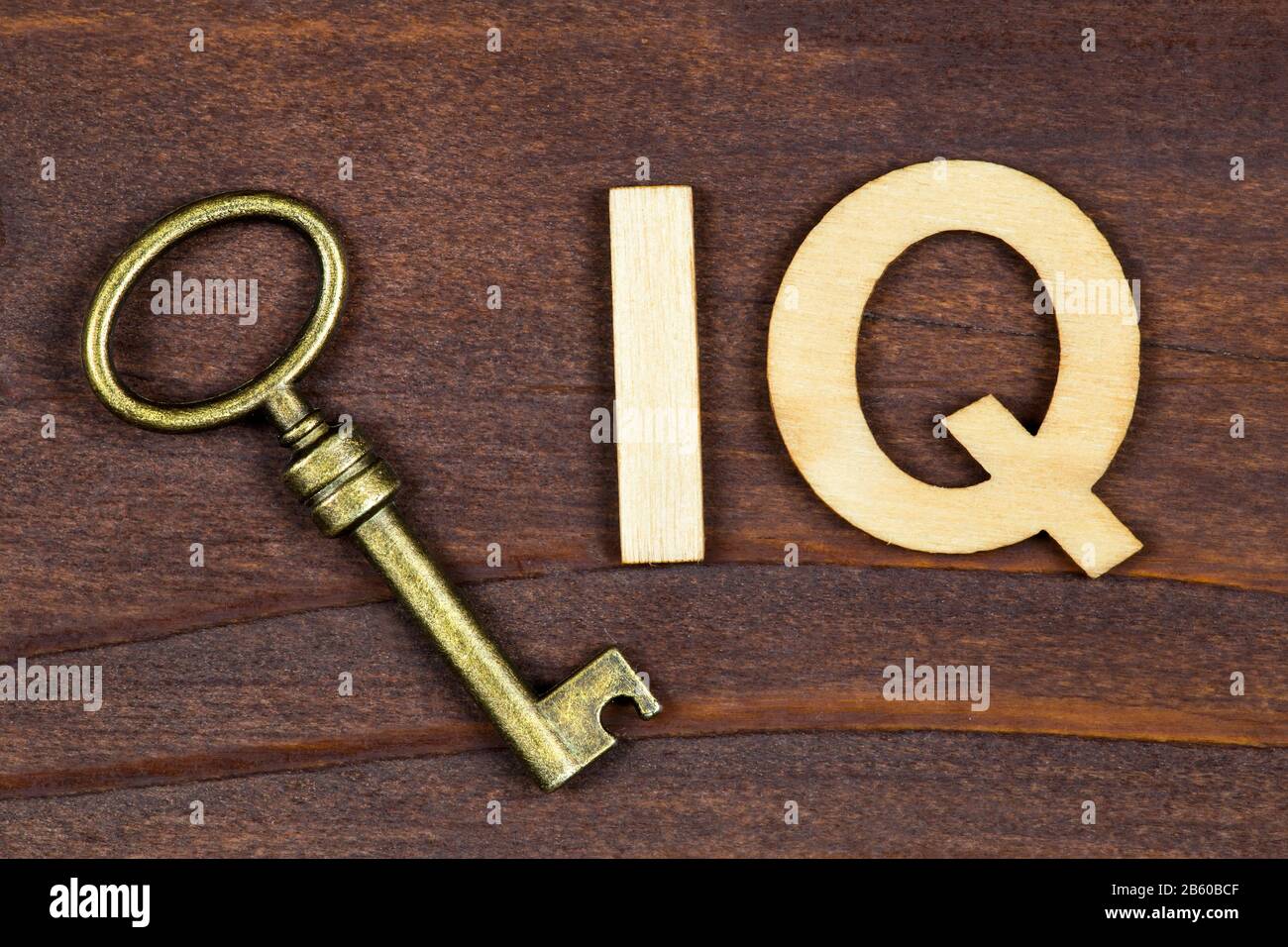 Intelligence quotient, iq test, brain concept, key with letters on a ...