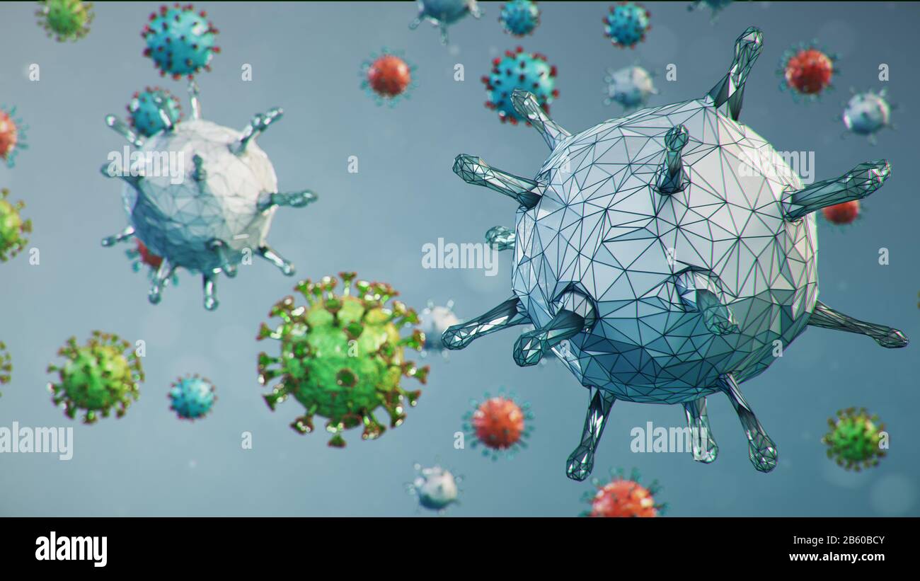 Abstract virus background. Pathogen affecting the respiratory tract ...
