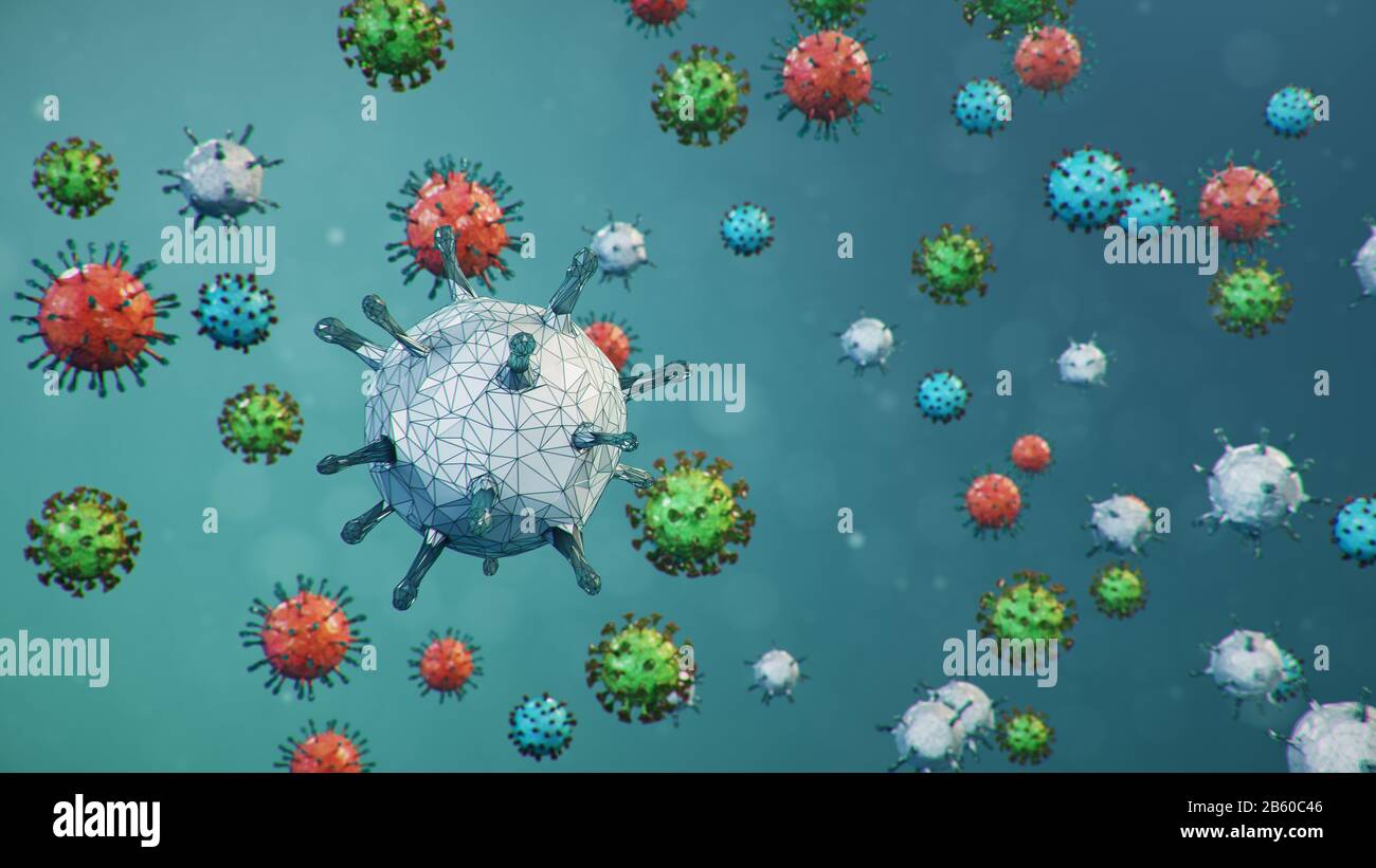 Abstract virus background. Pathogen affecting the respiratory tract ...