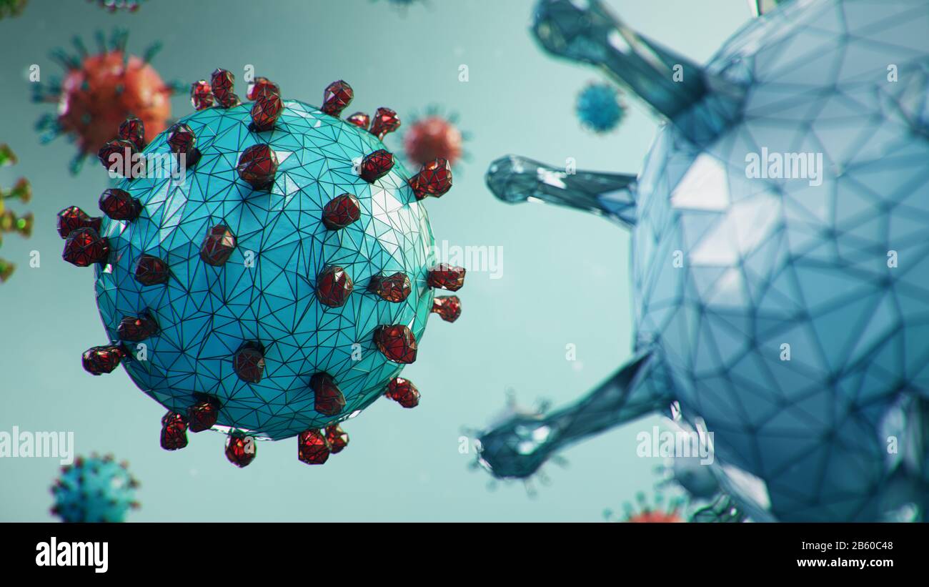 Abstract virus background, flu virus or COVID-19. The virus infects ...