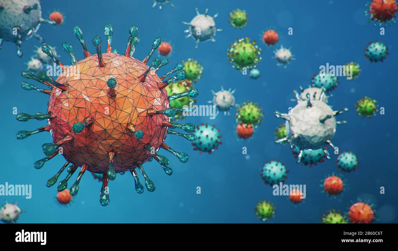 Abstract virus background. Pathogen affecting the respiratory tract ...