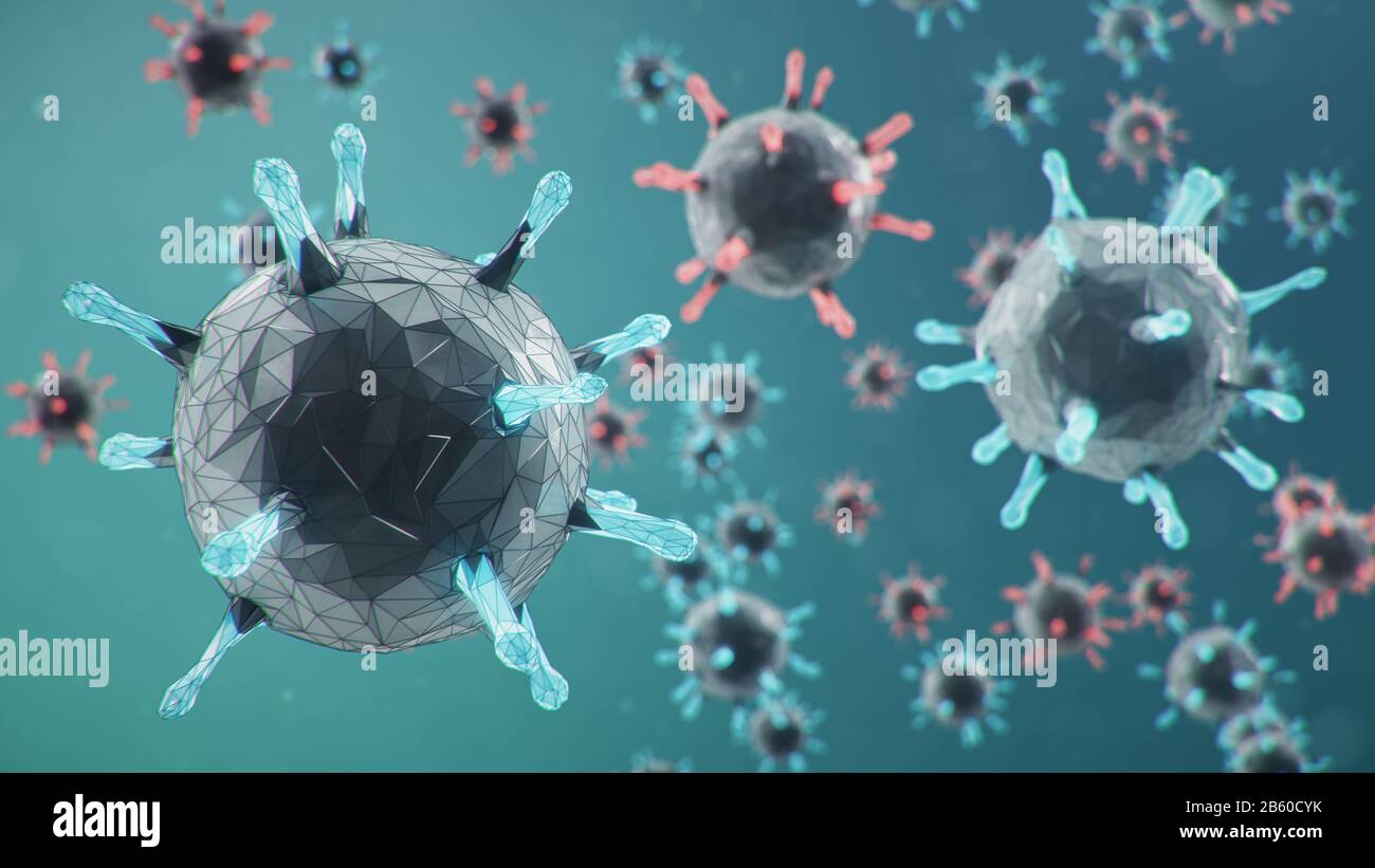 Abstract virus background. Pathogen affecting the respiratory tract ...