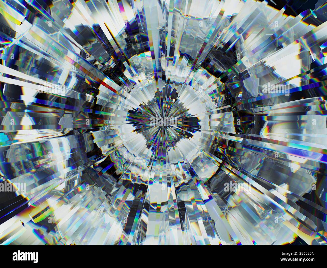 diamond structure extreme closeup and kaleidoscope. top view of round ...