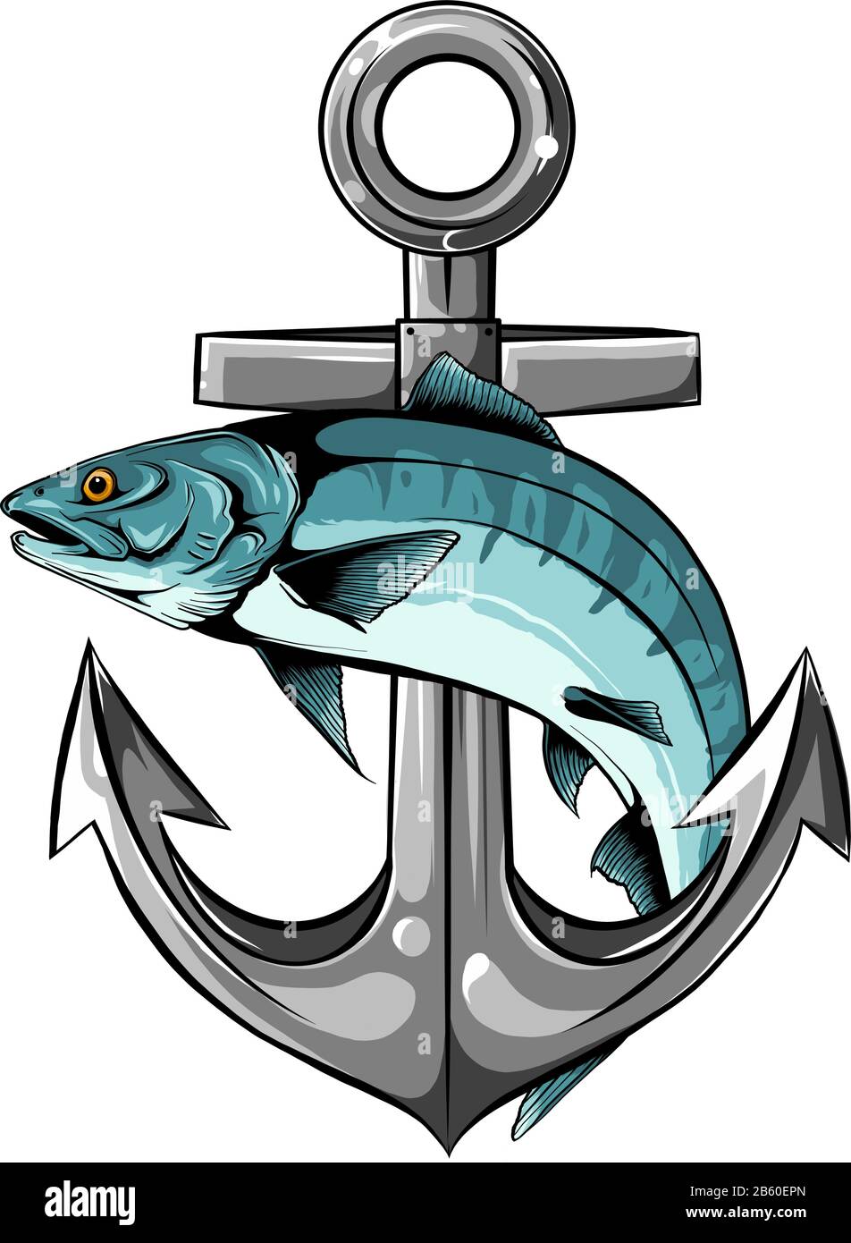 Salmon logo with anchor design vector illustration Stock Vector Image ...